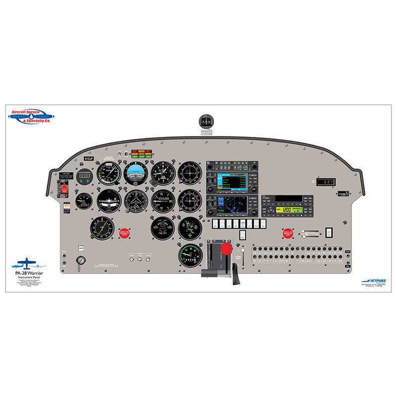 JETPUBS Piper PA28 Warrior Cockpit Poster - 18 X 36 | Aircraft Spruce